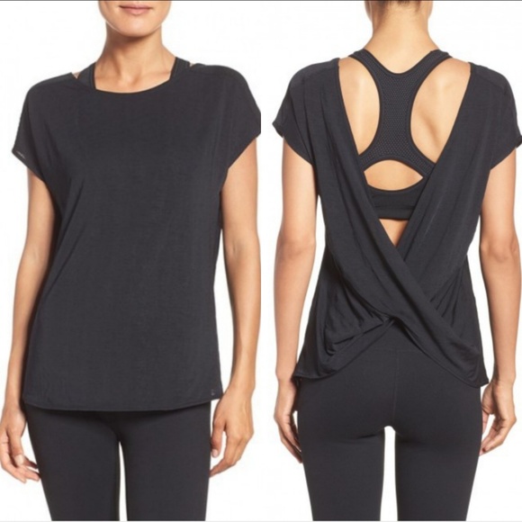 Zella | Tops | Nwt Zella Arabesque Black Convertible Tee Size Xs | Poshmark